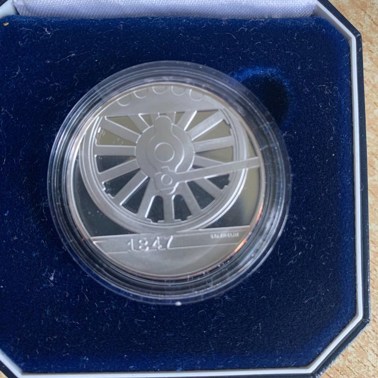 Gedenkmünze der Schweiz 1997 "150 Jahre Schweizer Bahnen" (Neu und originalverpackt) in Flums ...