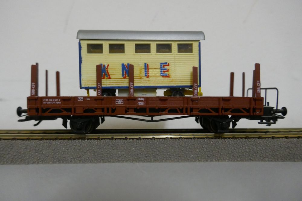 AKU SBB Rungenwagen Kbkm mit KNIE Beladung H0 Gleichstrom (Gebraucht ...