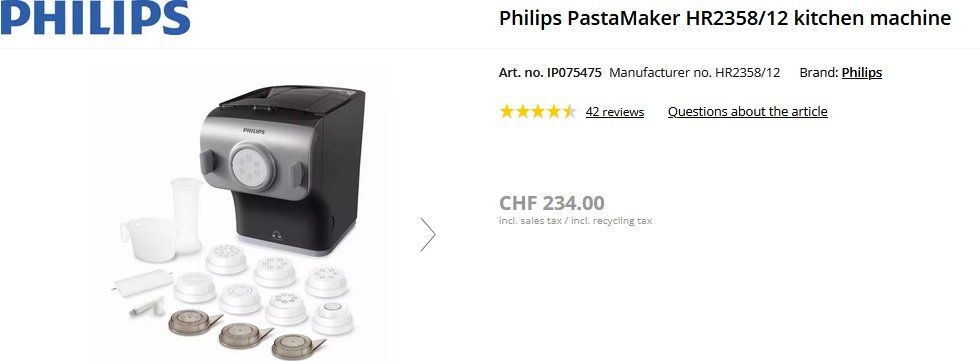 Philips HR2358 Nudelmaschine / machine à pâtes (Gebraucht) in Collonges ...