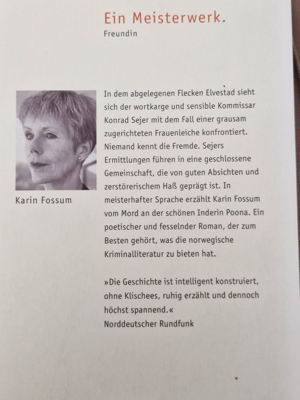 Karin Fossum - Stumme Schreie Konrad Sejer 5 Schweden Krimi (Gebraucht ...