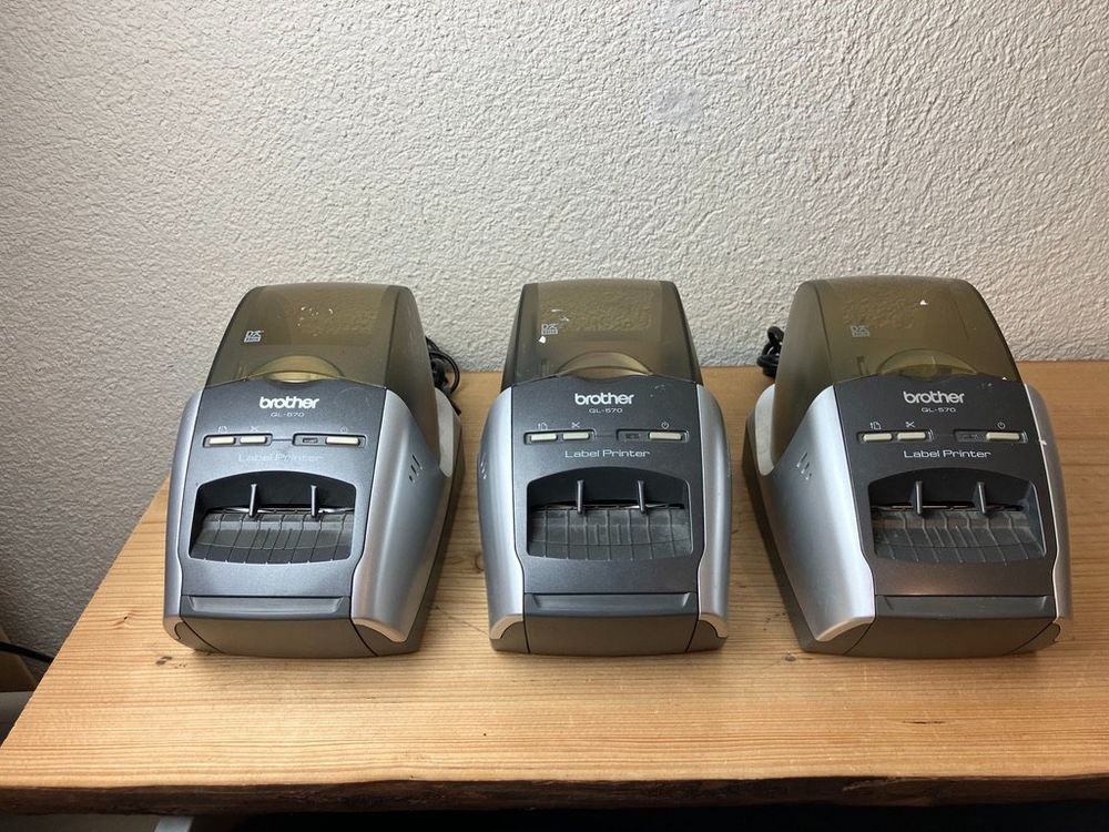 3 Stk. Brother QL-570 Etikettendrucker / Label Printer (Neu und ...