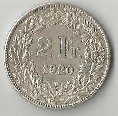 ** 2 FRANKEN SCHWEIZ - SILBER - JAHR 1920 ** (Gebraucht) in Heimenschwand für CHF 8 – mit ...