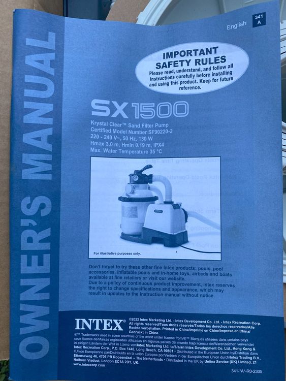 Intex Sand Filter Pump (Filteranlage) SX 1500 | Kaufen auf Ricardo