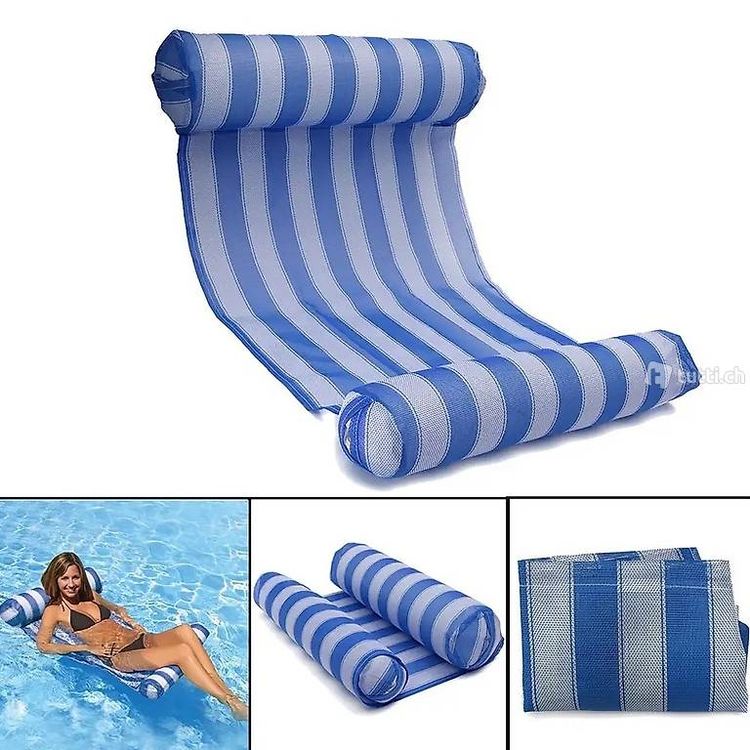 Wasser-Hängematte Badeliege Wassersitz blau gestreift (Neu (gemäss ...