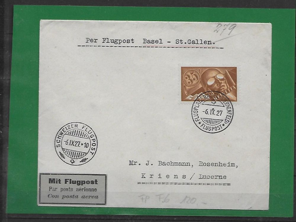 FP gest. Beleg F6 Kat: CHF 120.- (Gebraucht) in Basel für CHF 9 – mit Lieferung auf Ricardo kaufen