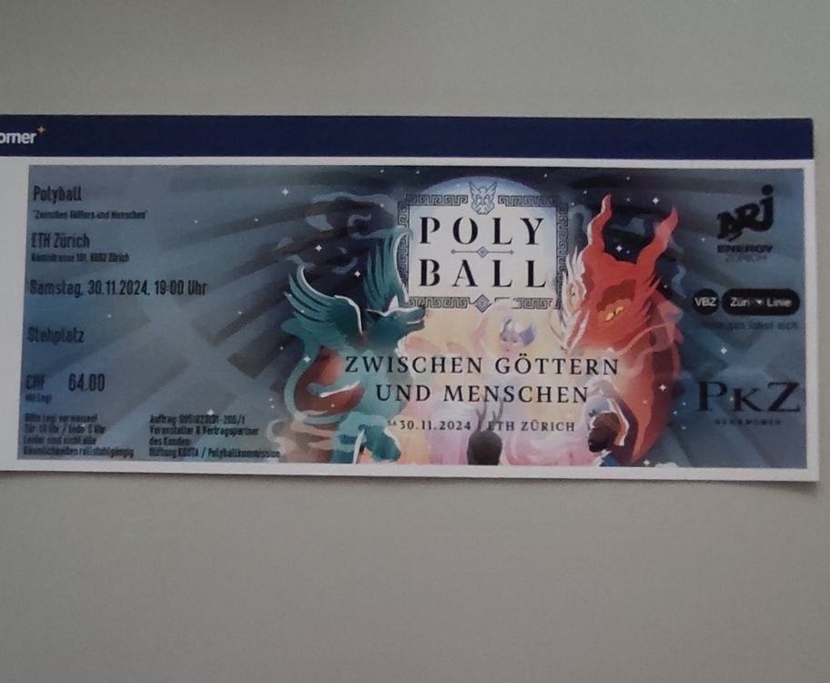 1× Polyball Ticket with legi (Neu (gemäss Beschreibung)) in Zürich für CHF 90 – nur Abholung auf ...