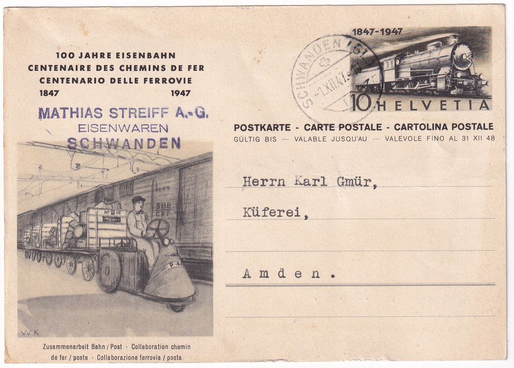 100 Jahre Eisenbahn. Centenaire des chemins de fer 1847-1947 | Kaufen auf Ricardo