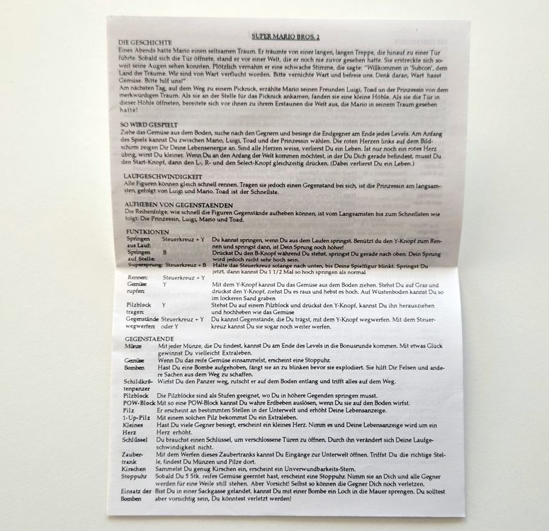 Anleitung / Übersetzungsblatt FR/DE Super Mario All-Stars (Gebraucht ...