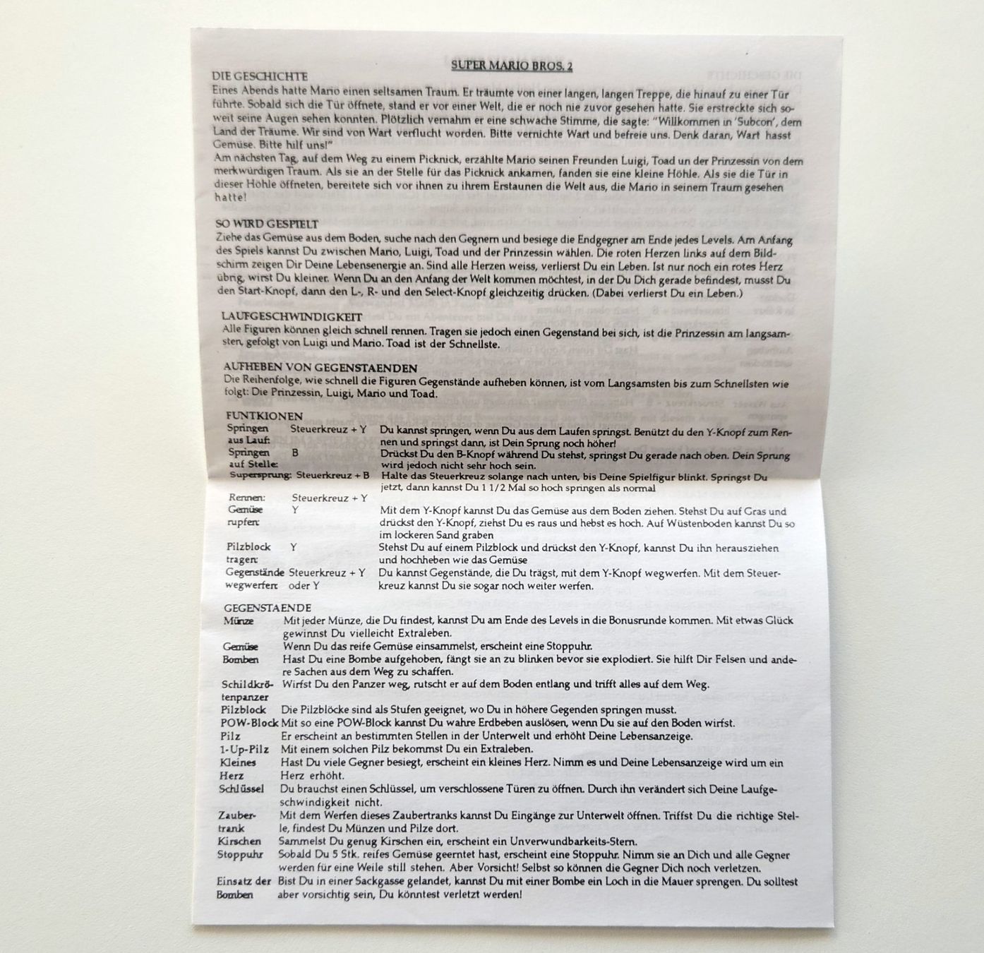 Anleitung / Übersetzungsblatt FR/DE Super Mario All-Stars (Gebraucht ...