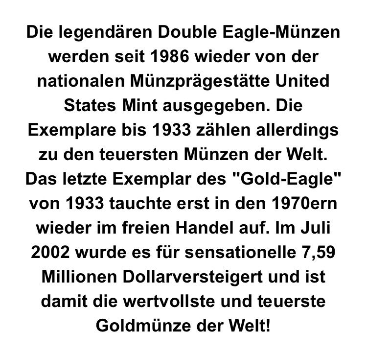 🟡 US Gold Double Eagle LIBERTY 1933, Gross-Prägung (Kopie) (Neu (gemäss ...