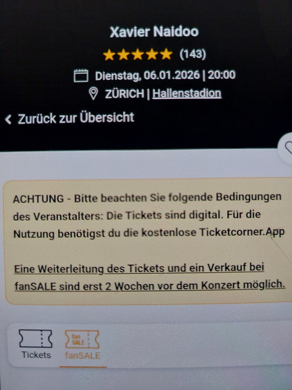 Xavier Naidoo 2x Innenraum Stehplatz (Neu (gemäss Beschreibung)) in ...