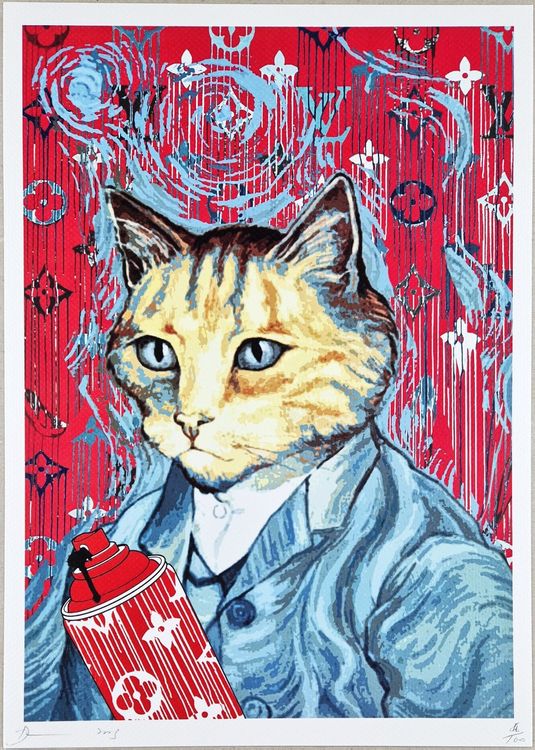 Death NYC Ltd Ed Pop Art Druck " Vuitton Jan Vermeer Cat (Neu (gemäss ...