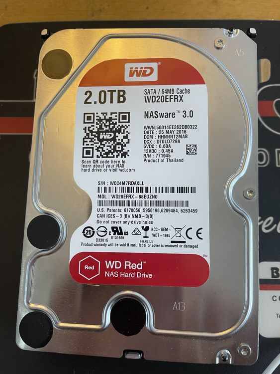 WD Red 2TB HDD Festplatte, WD20EFRX, Top Zustand! (Gebraucht) in Wängi ...