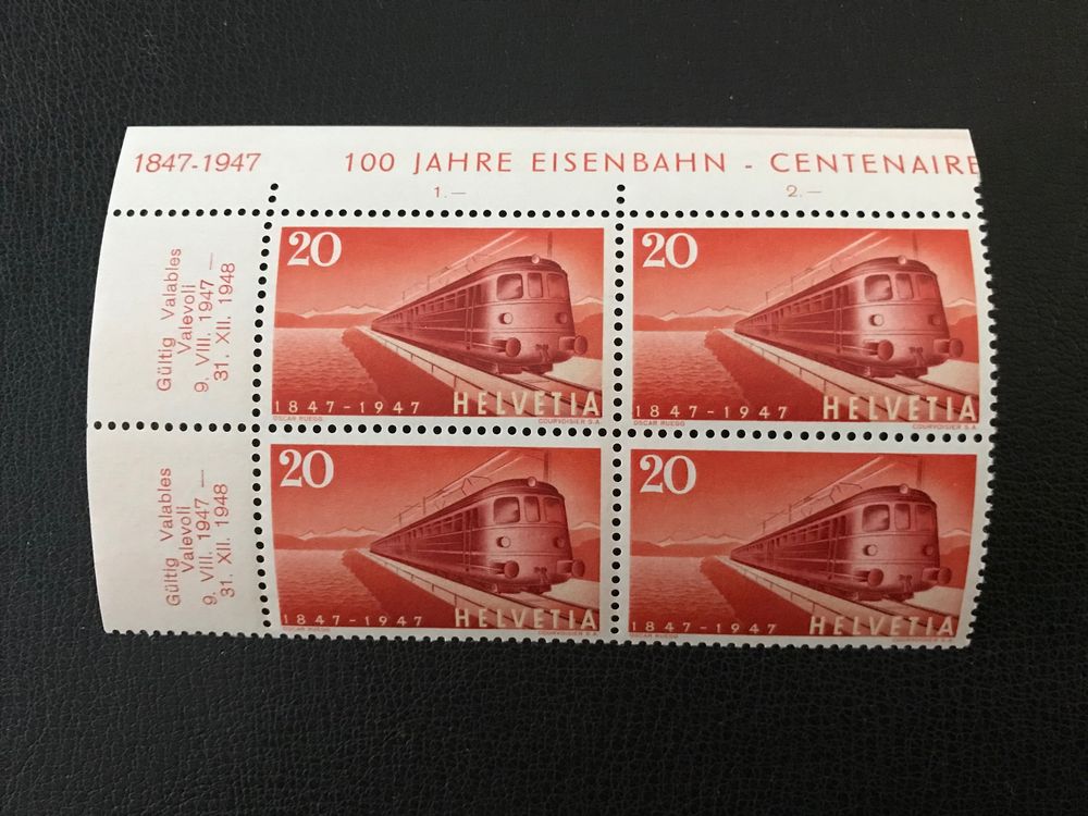 100 Jahre Eisenbahnen 1947, 279 Abart, "Plattenabnützung" (Neu (gemäss Beschreibung)) in ...