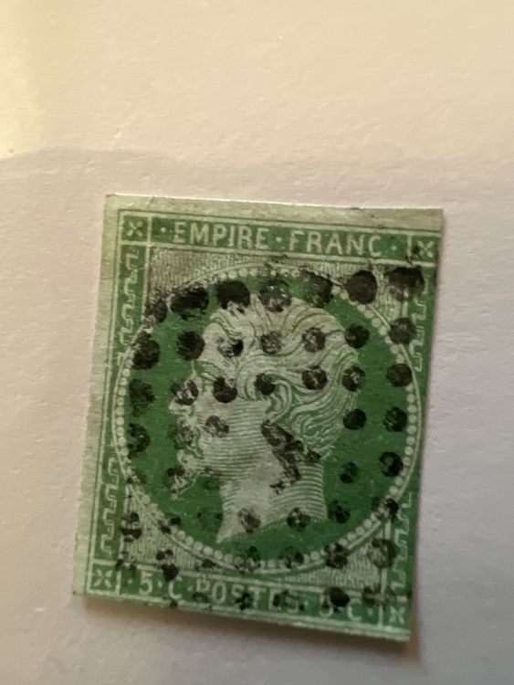1 timbre oblitéré France 1853 numéro 12 vert foncé selon ph (D'occasion ...