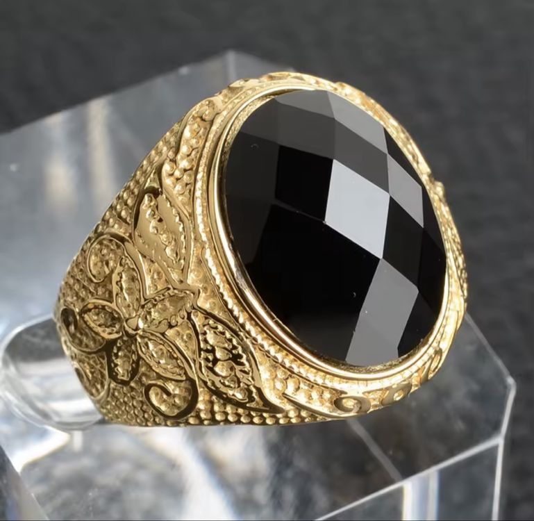 Men Ring black stone Stainless Steel (Neu und originalverpackt) in ...
