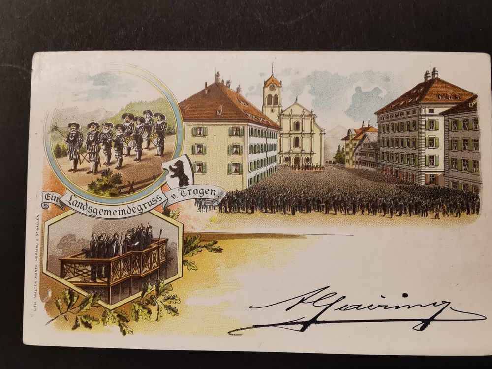 Litho Trogen Appenzell 1903 (?) Landsgemeinde AK (Gebraucht) in Rheineck für CHF 10 – mit ...