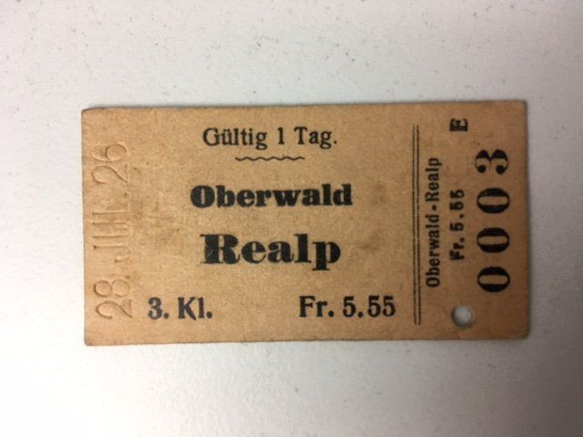 Eisenbahnbilett OBERWALD - REALP 1926 | Kaufen auf Ricardo