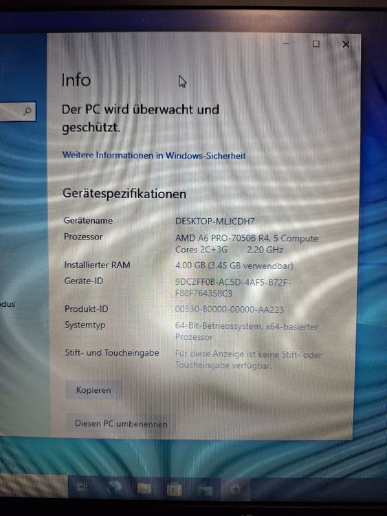 HP ProBook AMD A6 PRO 7050B R4 5 Comp. Cores 2C+3G 2.20 GHZ (Gebraucht ...