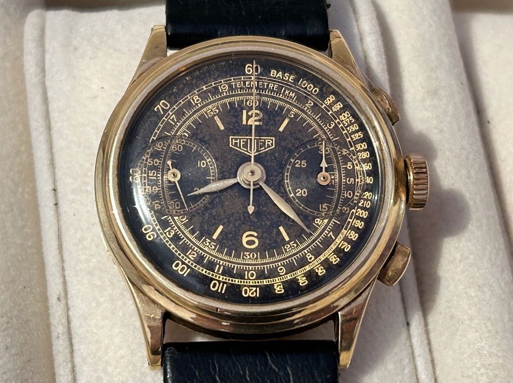 Montre vintage Heuer chronographe 14 carats fonctionne 1940 | Kaufen auf Ricardo