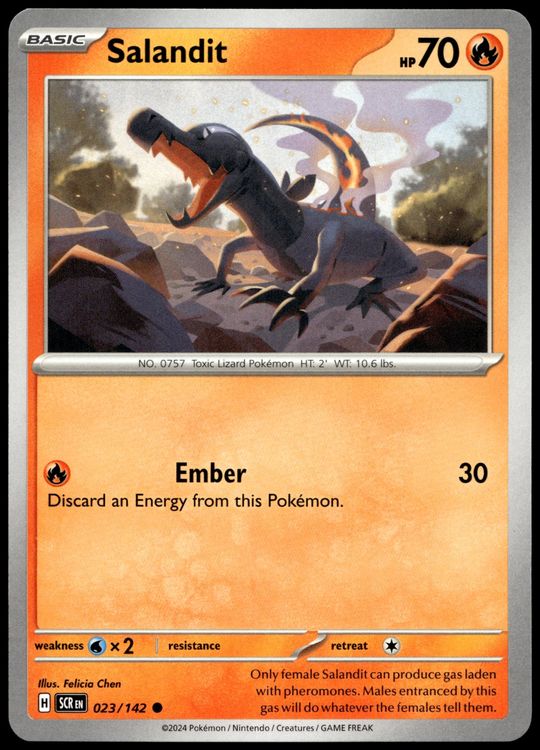 Pokémon Salandit 023/142 SV07: Stellar Crown (Gebraucht) in Le Mouret ...