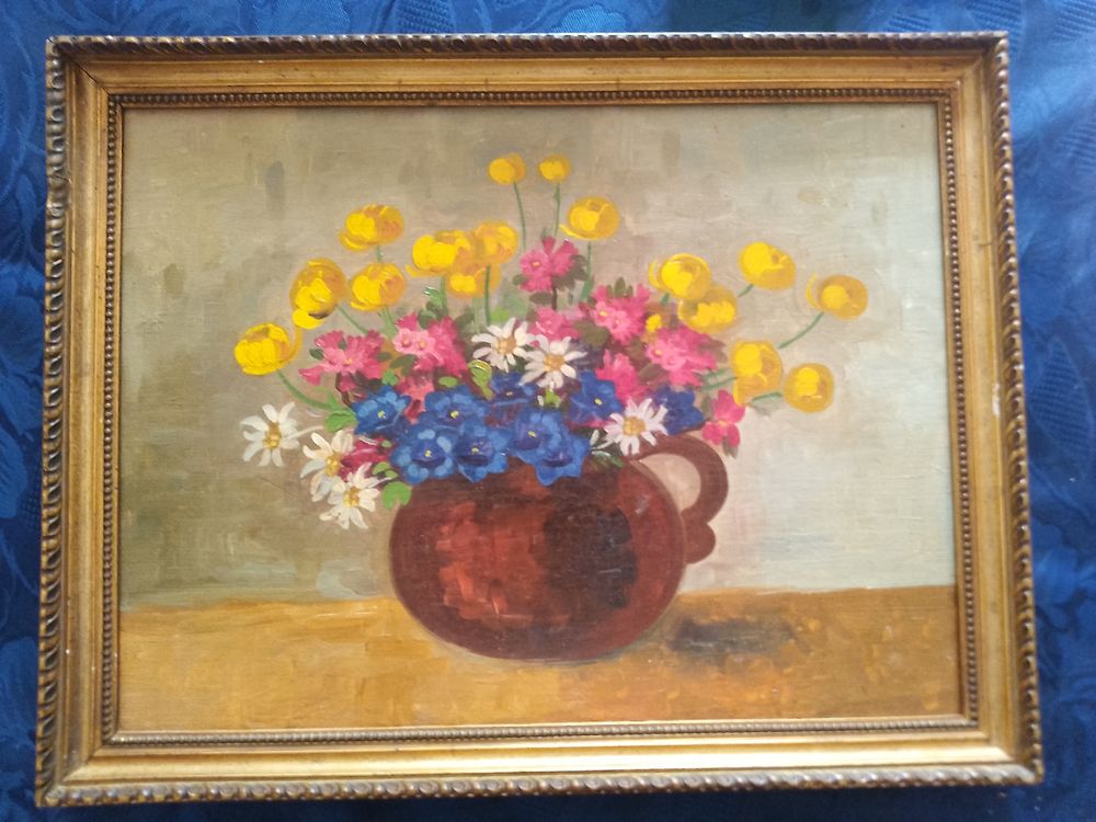 Blumenbild Ölgemälde Frühlingsstimmung gerahmt signiert | Kaufen auf Ricardo