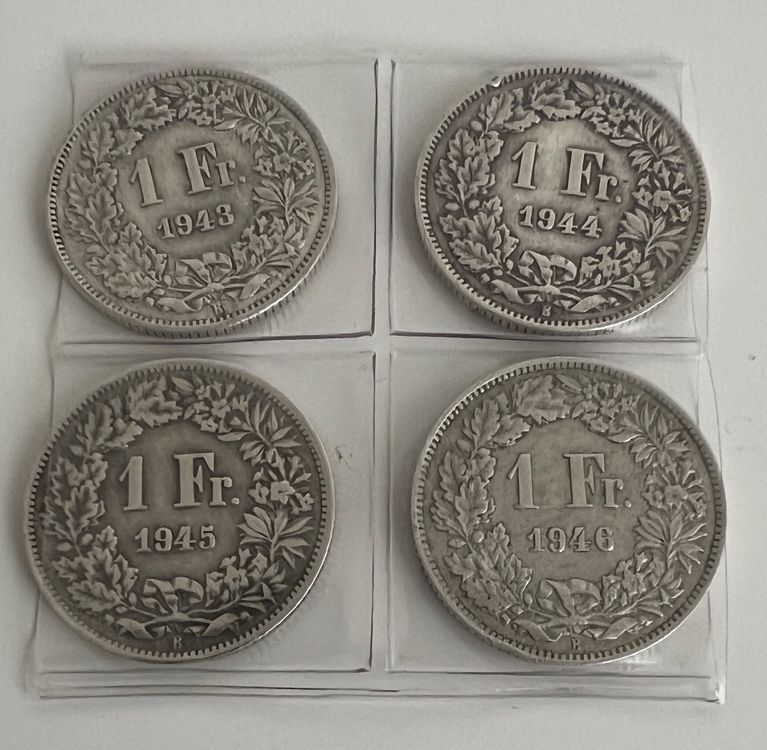 4x 1 Franken 1943/44/45/46 (Gebraucht) in Adliswil für CHF 10.5 – mit Lieferung auf Ricardo kaufen