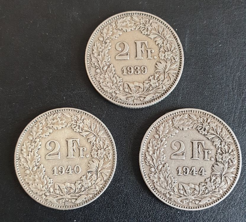 2 Franken Silber Münzen Jahrgang 1939, 1940 und 1944 | Kaufen auf Ricardo