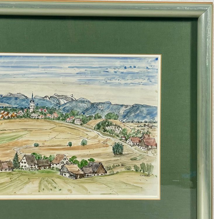 Sehr schöne Dorf Landschaft Aquarell unleserlich Signiert (Gebraucht) in Root für CHF 10 – mit ...