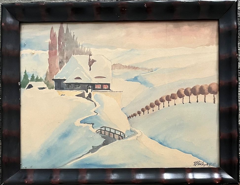 Antike Winterlandschaft Aquarell , Unleserlich Signiert (Gebraucht) in Root für CHF 19 – mit ...