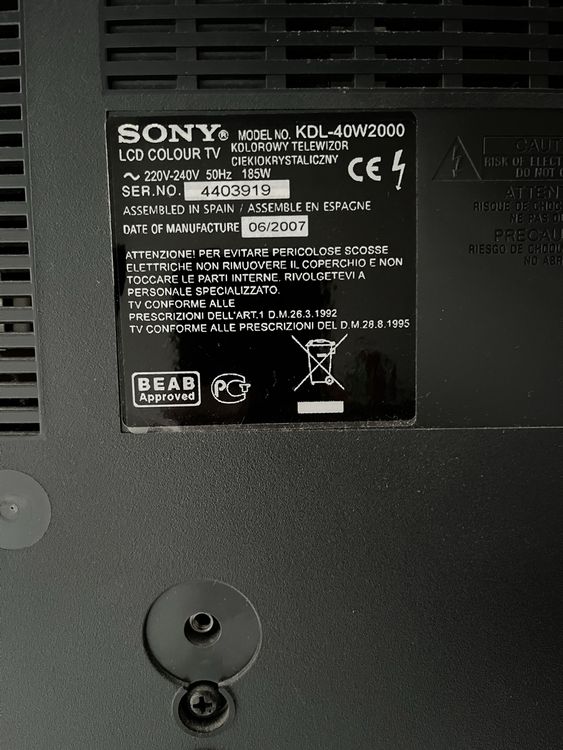 Sony Bravia TV LCD, KDL-40W2000 (Gebraucht) in Gretzenbach für CHF 3 ...