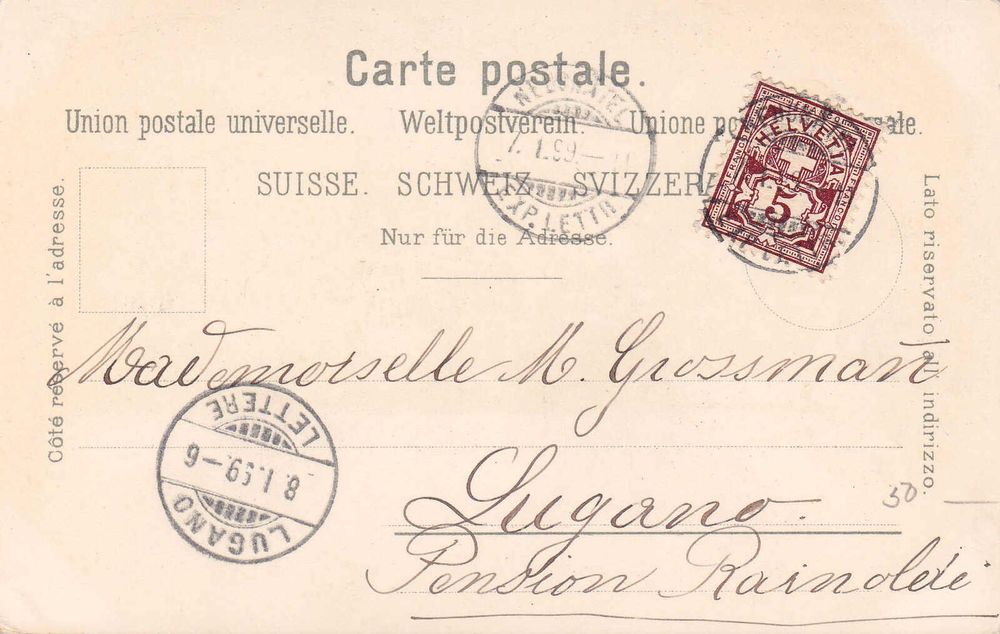 1899, "Souvenir de Neuchâtel", s/w Lithokarte (Gebraucht) in Wenslingen für CHF 5 – mit ...