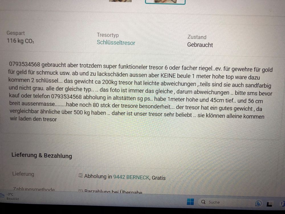 tresor 1 meter | Kaufen auf Ricardo