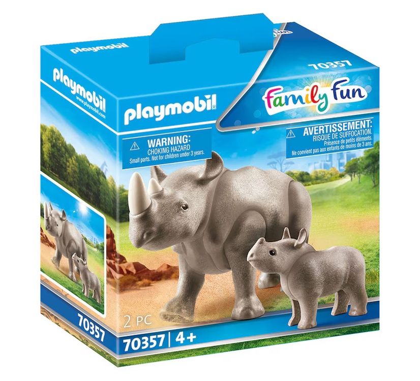 Playmobil 70357 Nashorn mit Baby Tier Zoo Tierpark Wildlife (Gebraucht ...