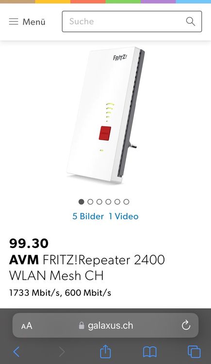 FRITZ!Repeater 2400 WLAN Mesh (Gebraucht) in Laupen BE für CHF 31 – mit ...
