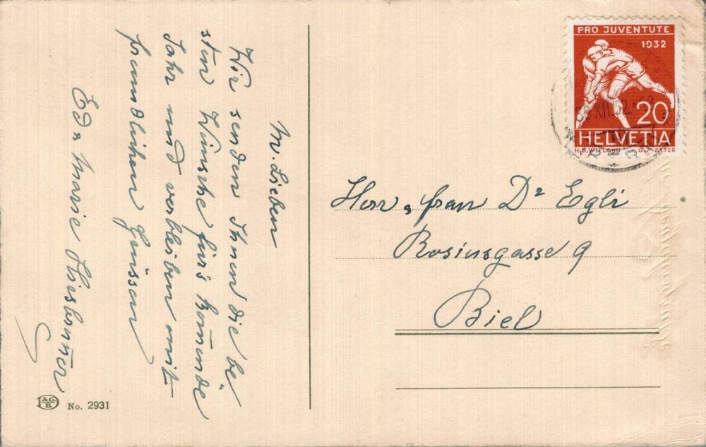 Alte Weihnachtskarte, Neujahrsgruss, Pro Juventute, 1932 (Gebraucht) in ...