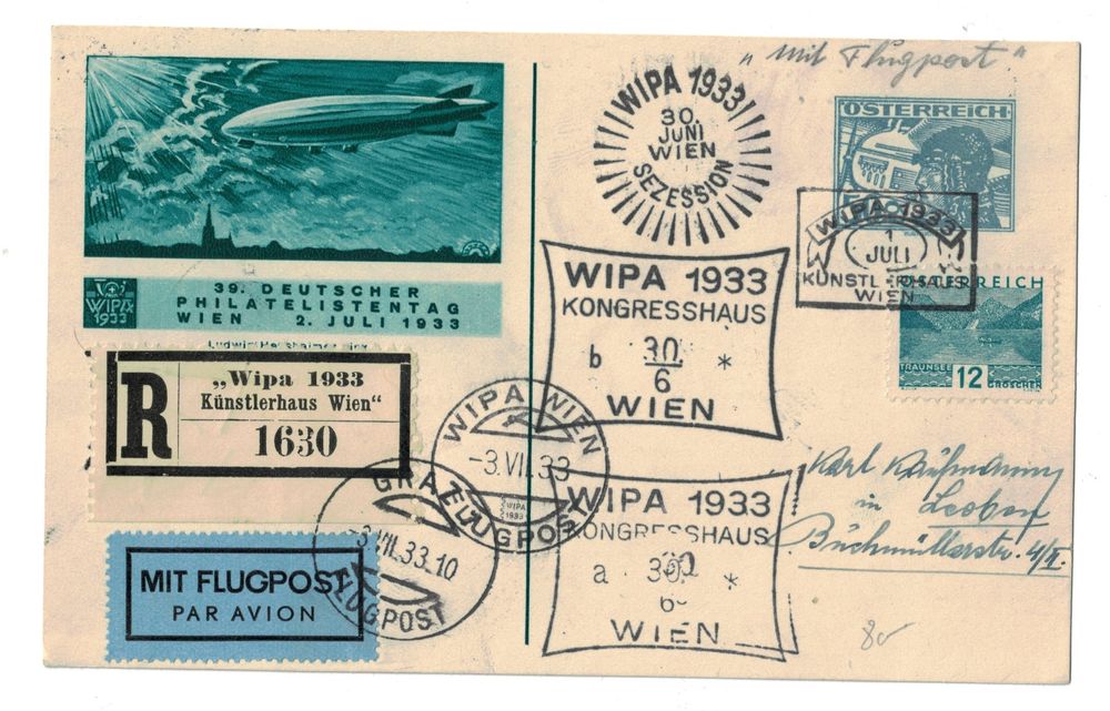 Postkarte Ganzsache 50 Groschen WIPA 1933 Wien Graz (Gebraucht) in Bern 14 für CHF 17 – mit ...