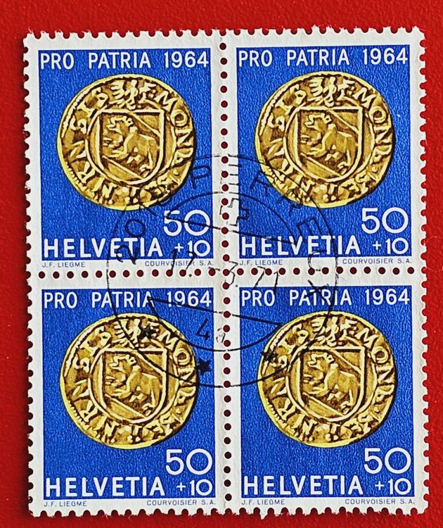 PRO PATRIA 122 1964 VIERERBLOCK VOLL PERREUX NEUCHATEL 1971 (Gebraucht) in Düdingen für CHF 1 ...