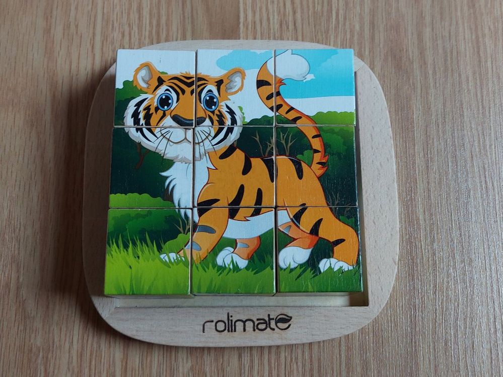 Rolimate Bilderwürfel Holzpuzzle 6 in 1 Tiermotive Lernspiel (Gebraucht ...