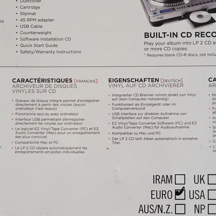 Ion LP 2 CD Plattenspieler m. CD-Brenner (Neu (gemäss Beschreibung)) in ...