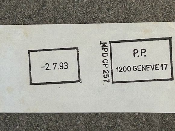 Poststempel 4 - Eck 📍 Genève Schweiz🕹️1993🔍Eindruck stark (Gebraucht ...