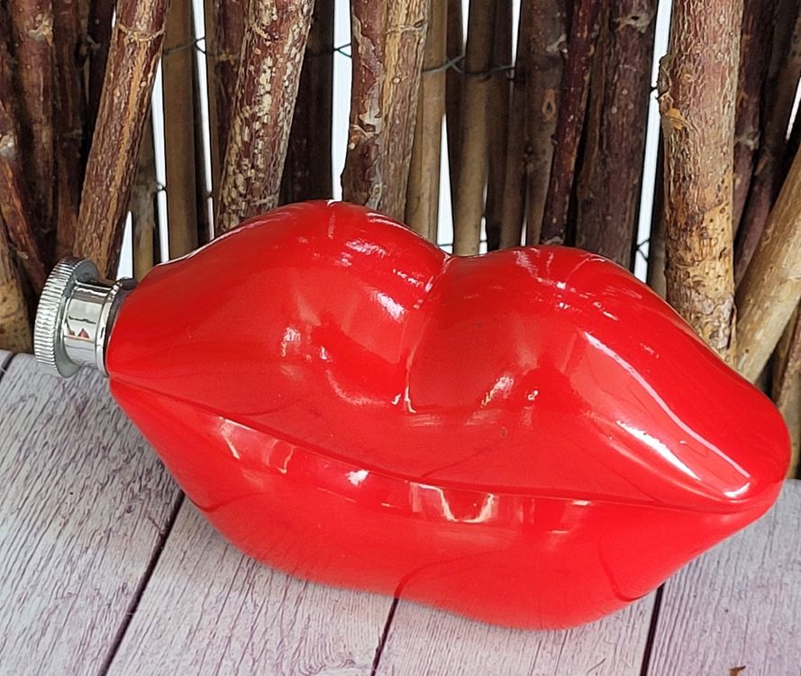 ⭐Vintage RED LIPS Flachmann/Dekoration Edelstahl 80er⭐ | Kaufen auf Ricardo