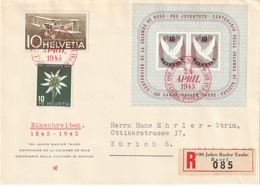 Baslertaube-Block 1945 a. Sonderumschlag | Kaufen auf Ricardo