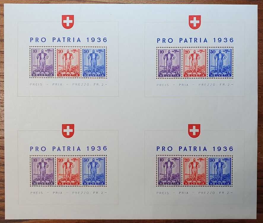 Pro Patria Block 1936 SBK Nr. W8a postfrisch Kat. 600.- (Gebraucht) in Aesch LU für CHF 73 – mit ...