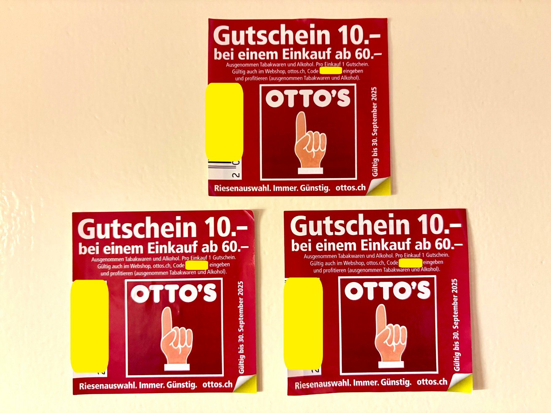 CHF 10.– ab 60.- OTTO'S Gutschein (3 Stück) (Neu und originalverpackt) in Chur für CHF 5 – mit ...
