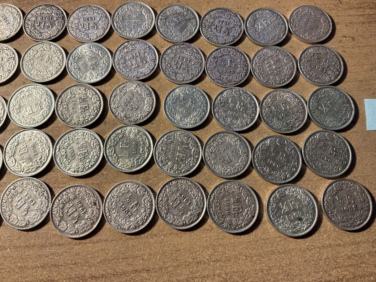 50 x 1/2 🇨🇭 Franken verschiedene Jahrgänge 1914-1963 (Gebraucht) in ...