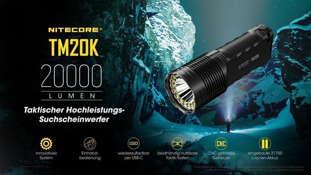 Extreme 20'000 Lumen NiteCore TM20K taktischer Scheinwerfer | Kaufen ...