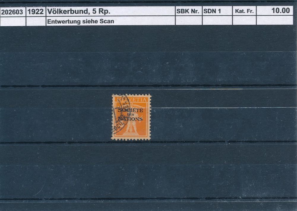 1922 Völkerbund, Tellknabe 5 Rp. | Kaufen auf Ricardo