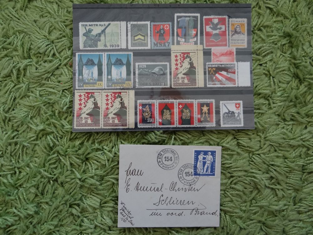 Lot Soldatenbriefmarken/Vignetten inkl. 1 Brief ab CHF 1.-- (Gebraucht) in Kriens für CHF 2 ...