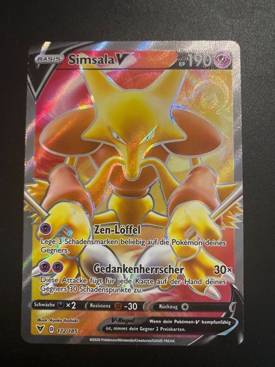 Pokemonkarte Simsala V Fullart (Neu (gemäss Beschreibung)) in Neuhausen für CHF 7 – mit ...